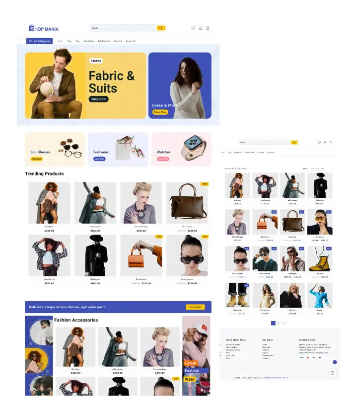 Fashion Store Mania Template For WooCommerce Websites