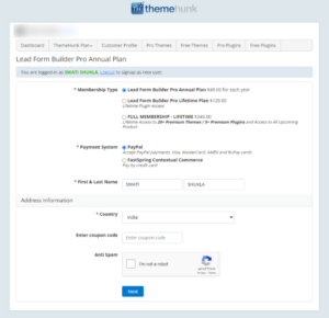 Lead Form Builder Pro - ThemeHunk WordPress Responsive Theme