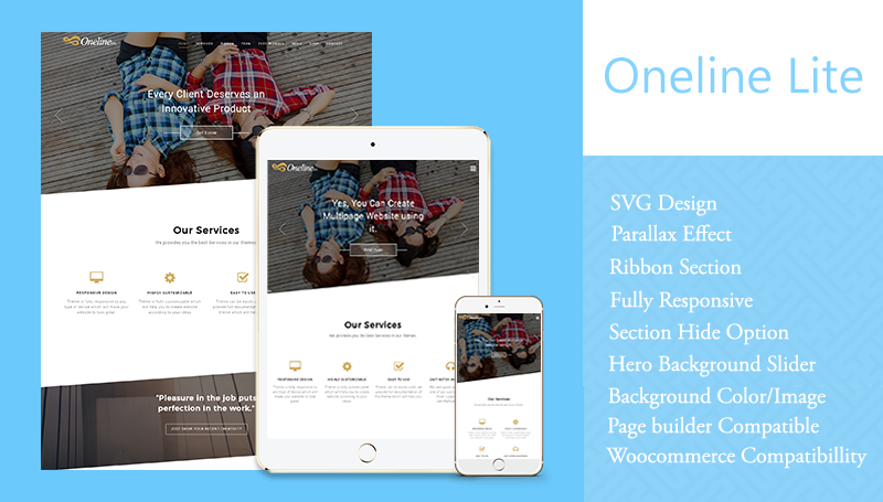 Oneline Lite Best Free One page Parallax WordPrsss Theme