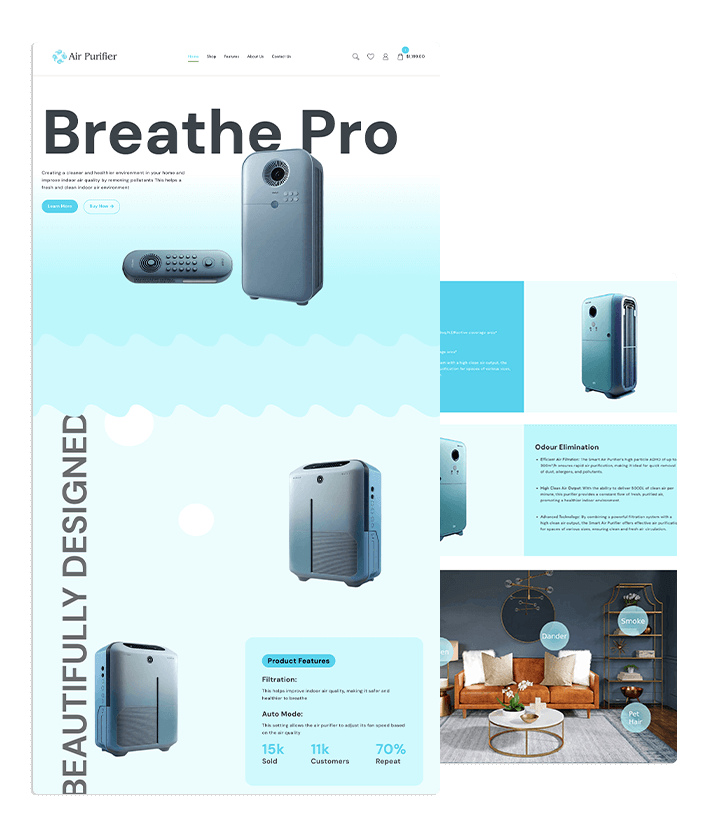 Air Purifier - Elementor Air Filtration System Single Product Theme ...