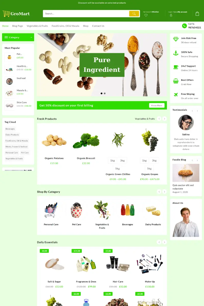 11+ Best WordPress Theme For Grocery Store Websites 2025