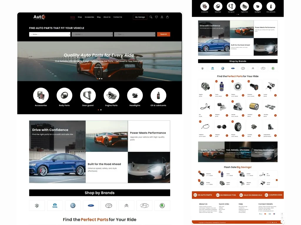 Auto Parts Shop: Website Theme Template for WordPress Sites