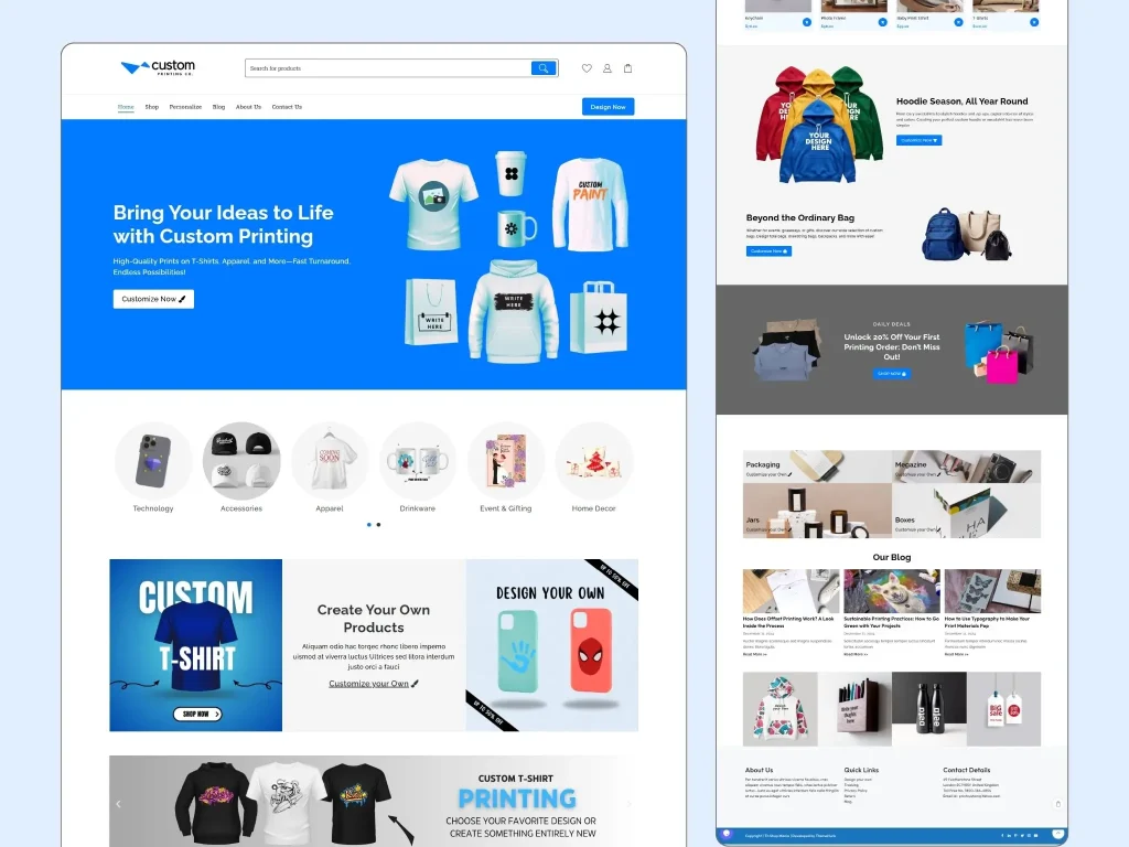 Custom Printing: Theme Template For WordPress 2025