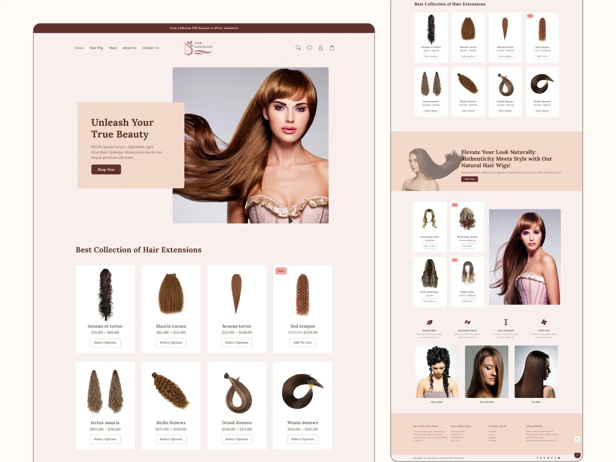 Hair Extensions: WordPress Theme Template For WooCommerce 2025