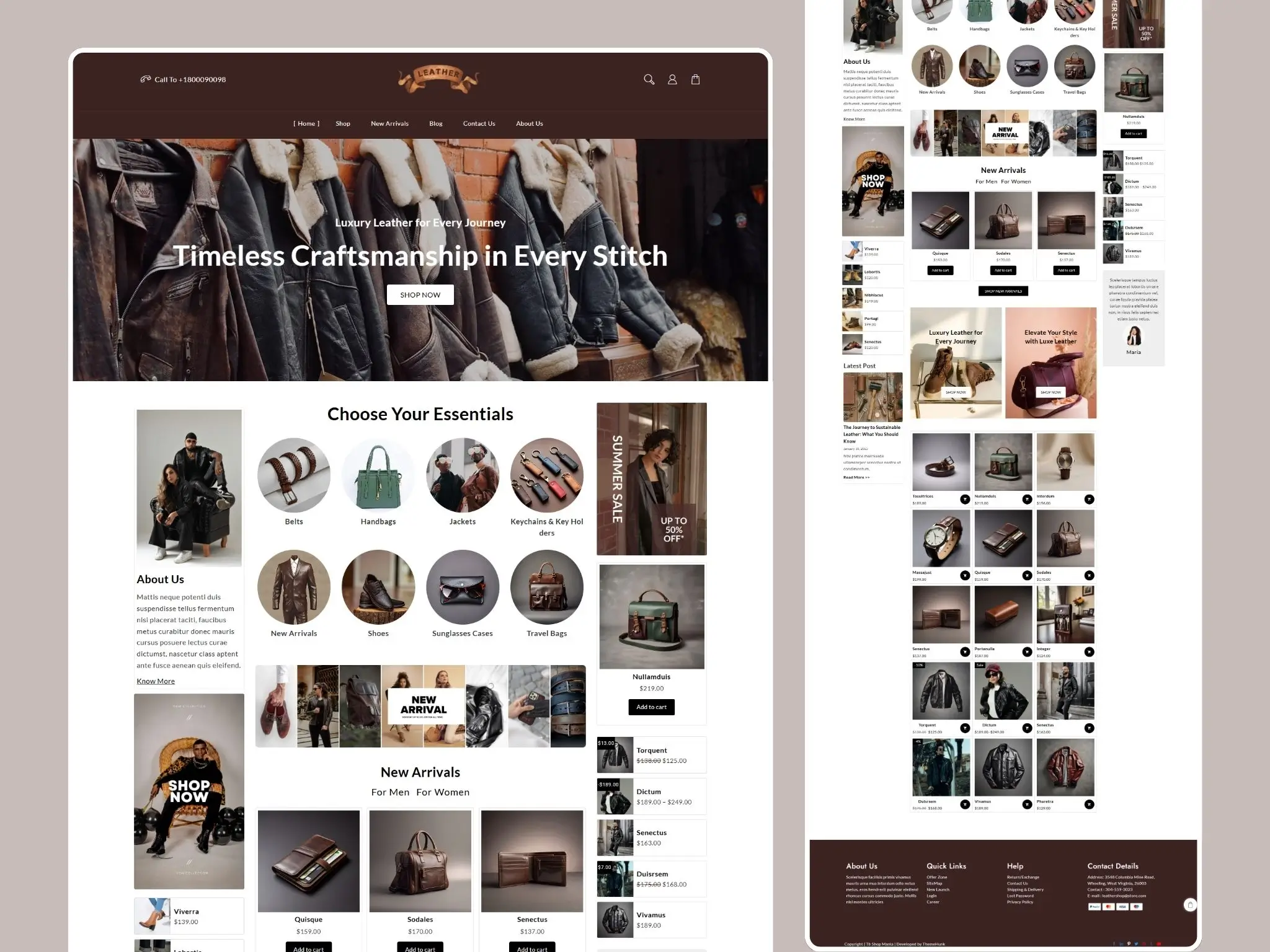 Leather & Handmade Goods WordPress Theme Template