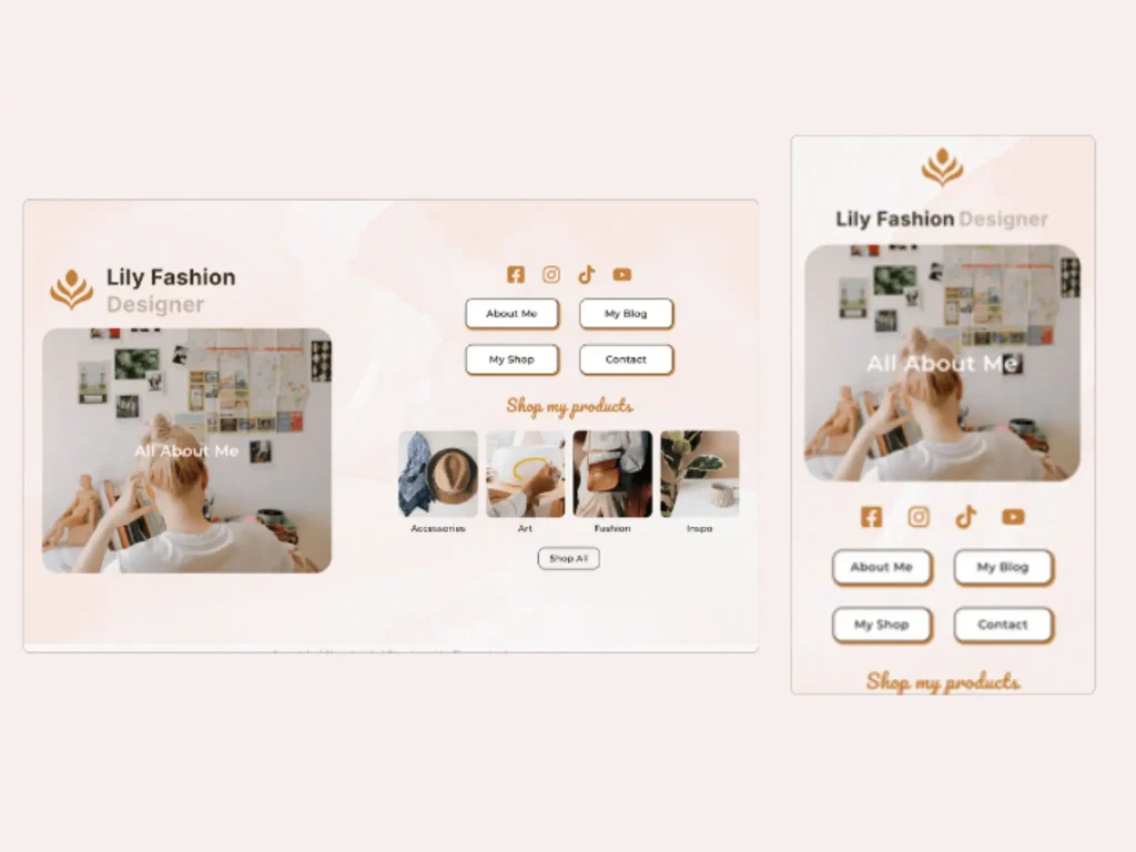 Fashion Designer- A Link In Bio Template For WordPress Websites