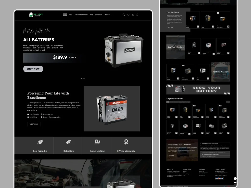 Battery Store WooCommerce Template for WordPress 2026
