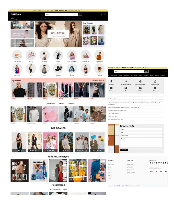 Shean Ecommerce Website Template Like Shein