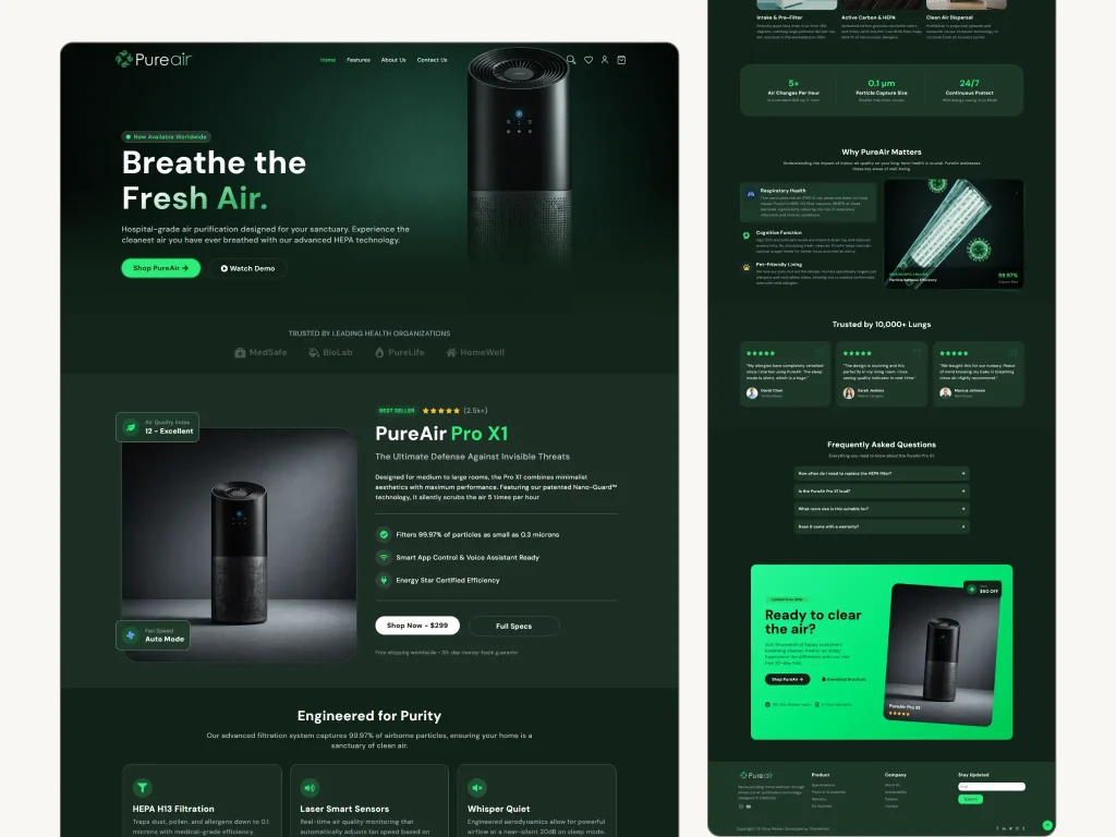 Air Purifier - Elementor Air Filtration System Single Product Theme ...
